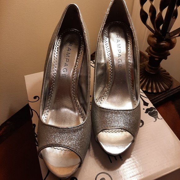 Rampage | Shoes | Rampage Gracee Silver Peep Toe Platform Heels | Poshmark